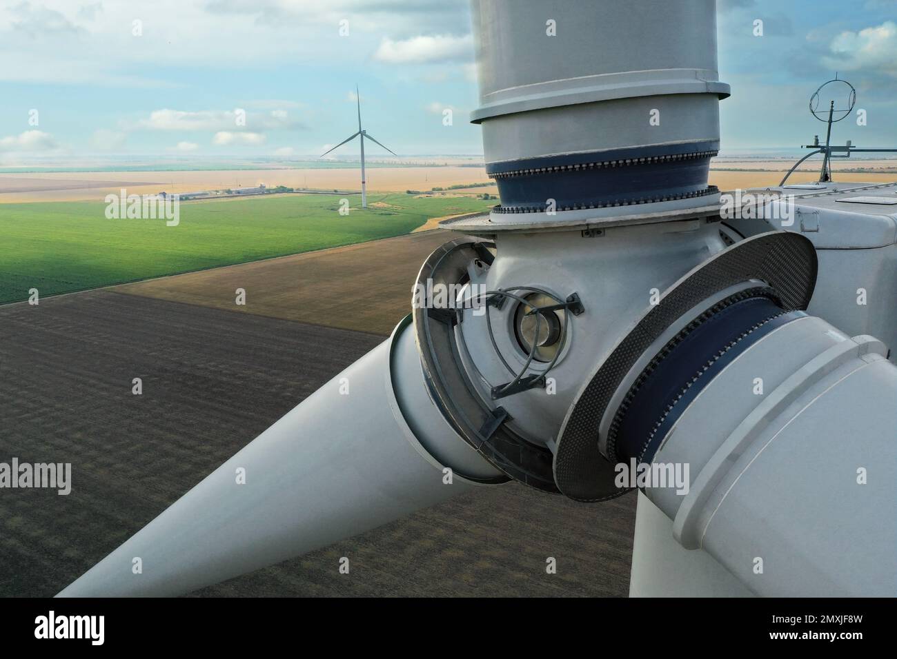 Modern wind turbine, closeup. Alternative energy source Stock Photo - Alamy