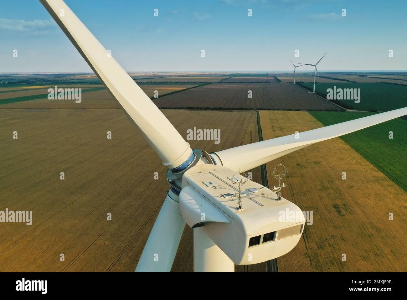 Modern wind turbine, closeup. Alternative energy source Stock Photo - Alamy