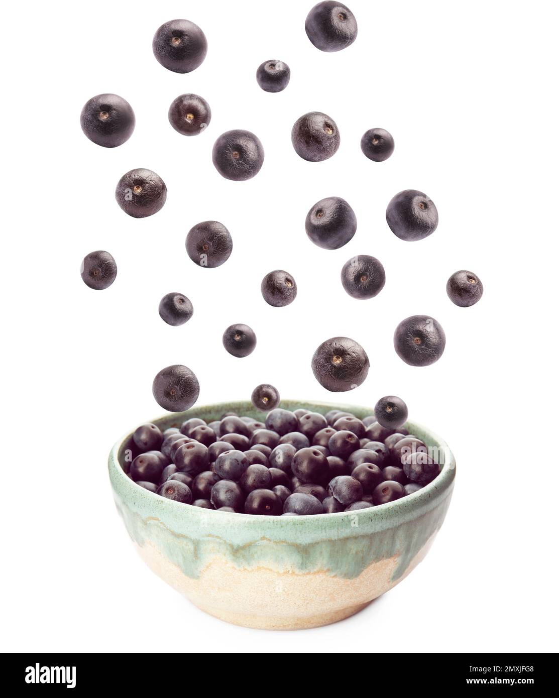 Fresh acai berries falling into bowl on white background Stock Photo ...
