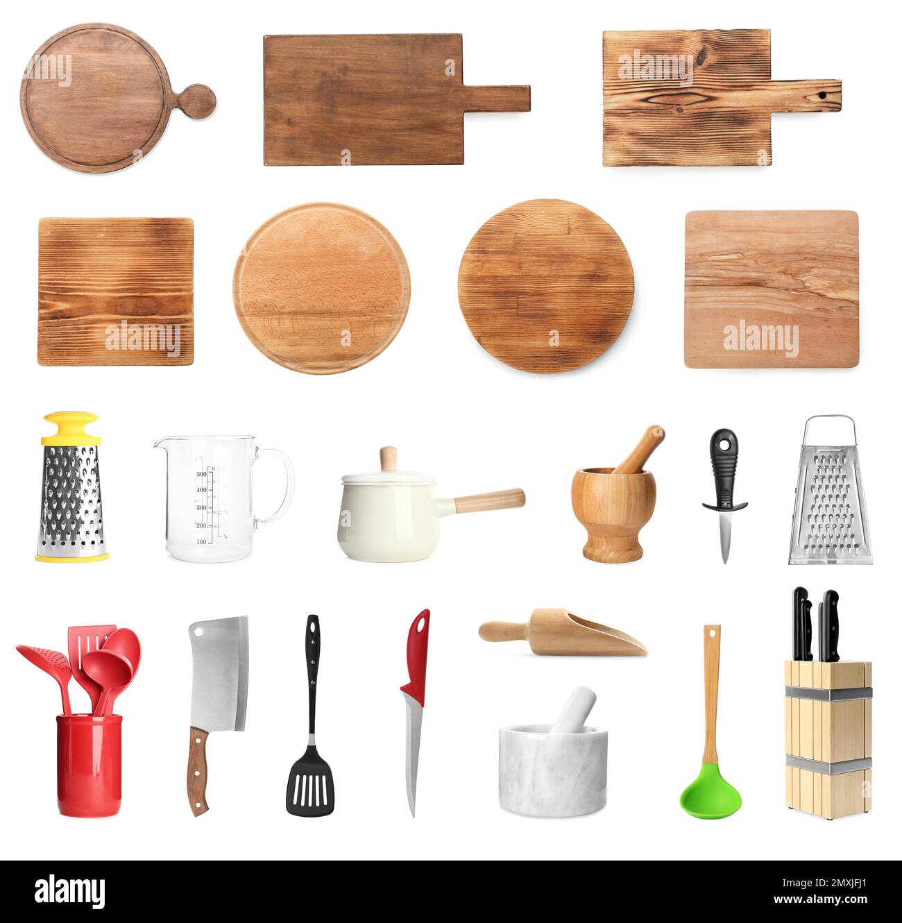 Set with different cooking utensils on white background Stock Photo - Alamy