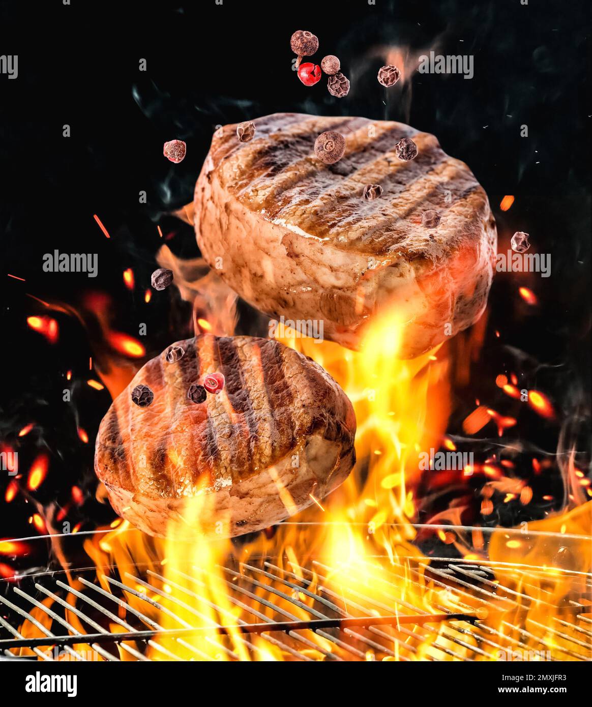 Meat peppers mix falling hi-res stock photography and images - Alamy