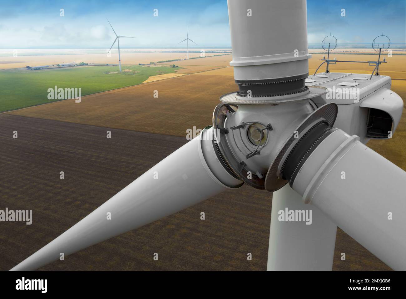 Modern wind turbine, closeup. Alternative energy source Stock Photo - Alamy
