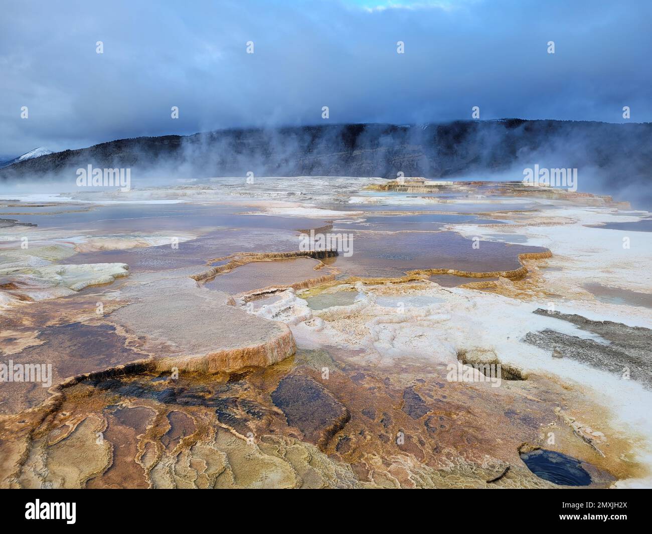 An aerial view of land of geysers Stock Photo - Alamy