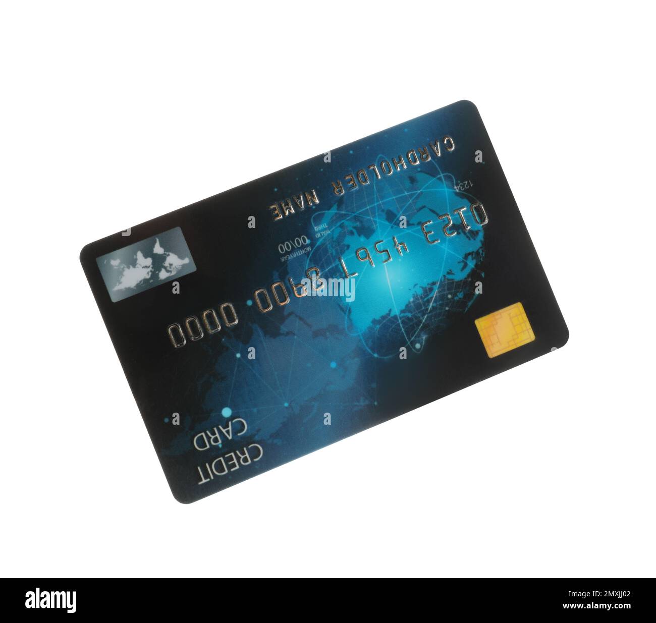 Blue plastic credit card isolated on white Stock Photo - Alamy