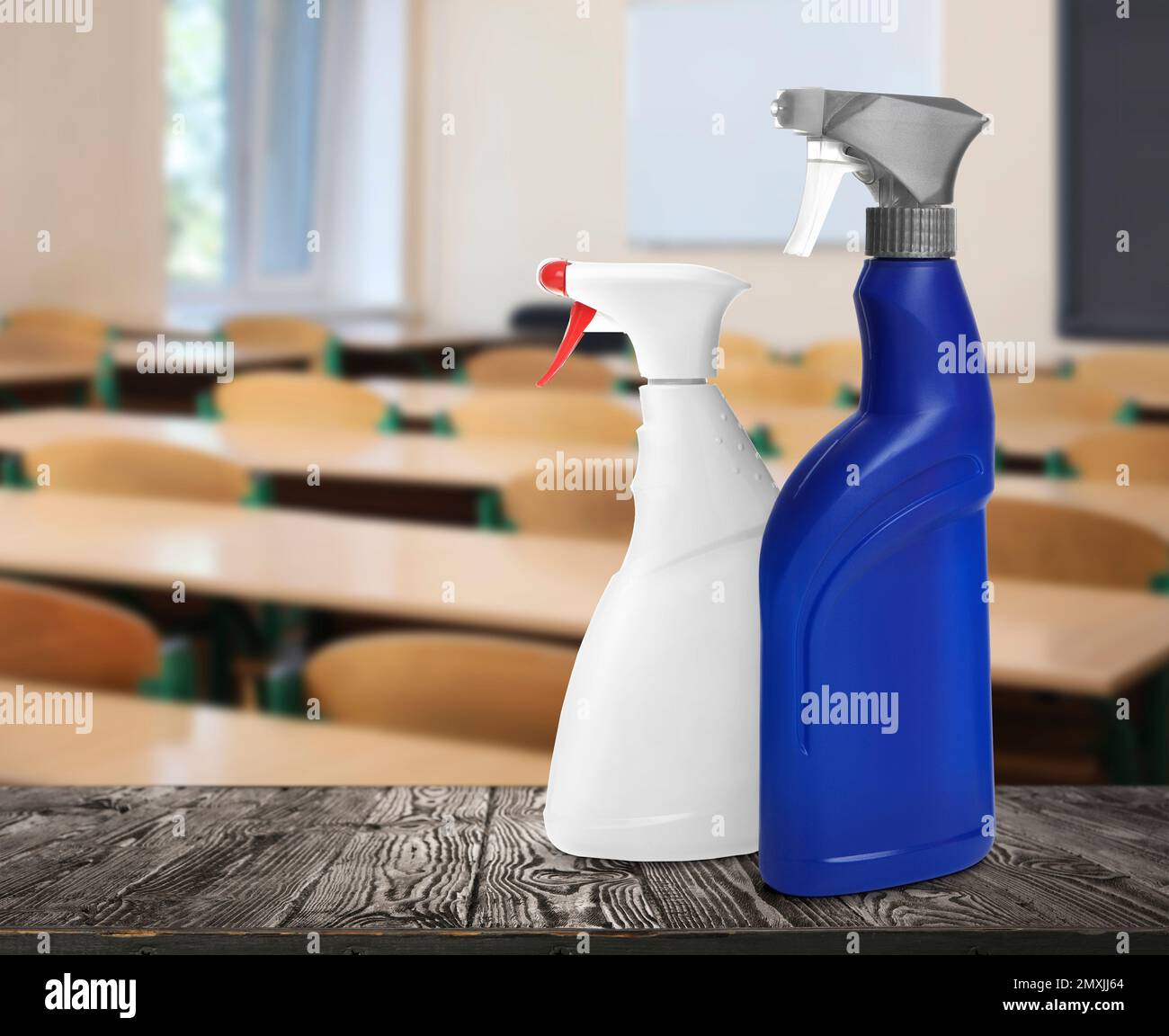 Protective measures during Coronavirus pandemic. Bottles of ...