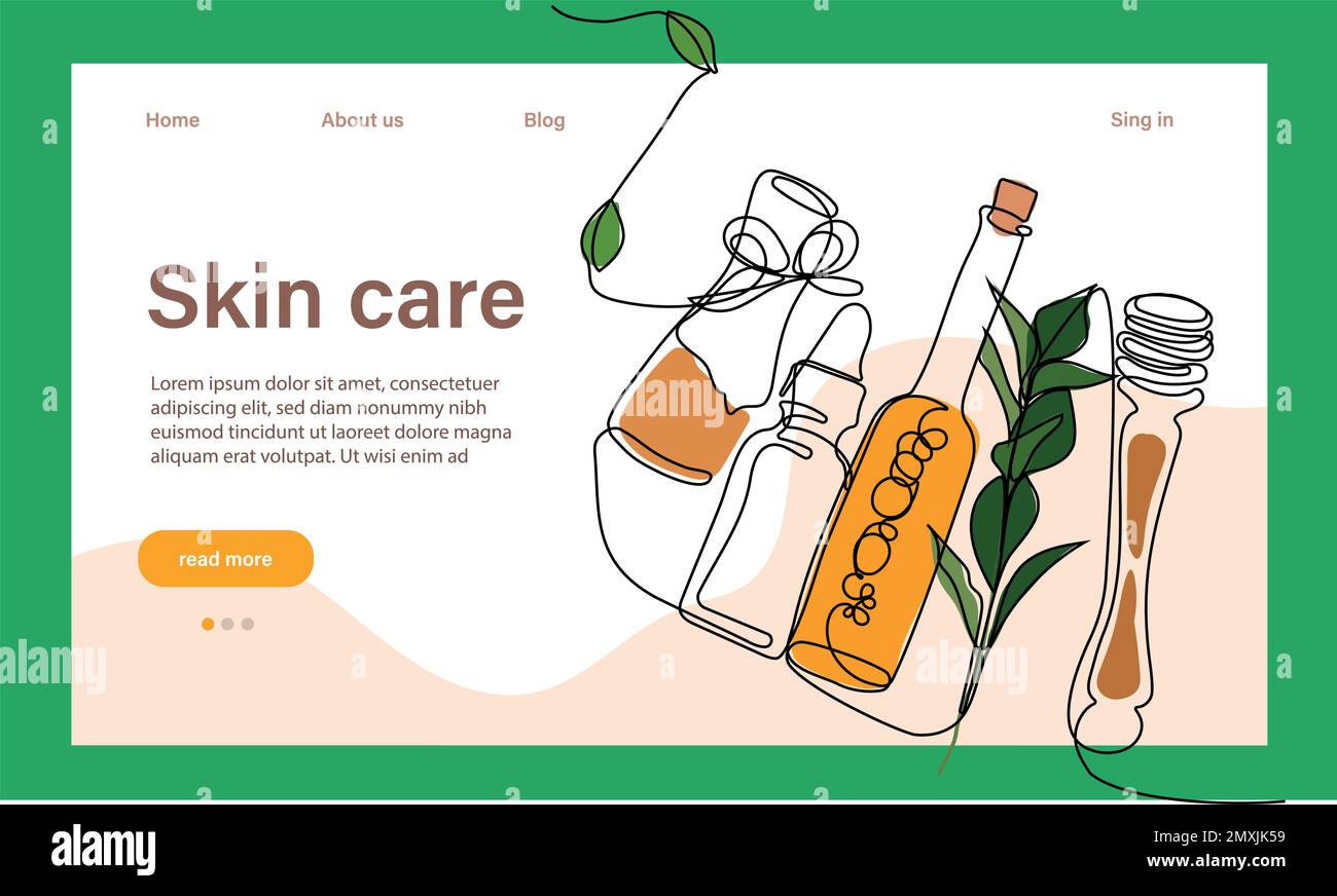 Skin care concept. Landing page template. Morning routine. Bath time ...
