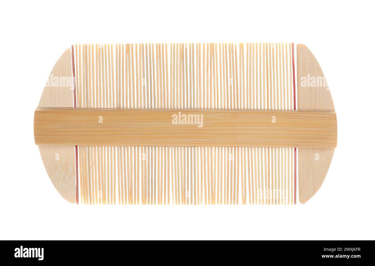 New wooden beard comb isolated on white, top view Stock Photo - Alamy