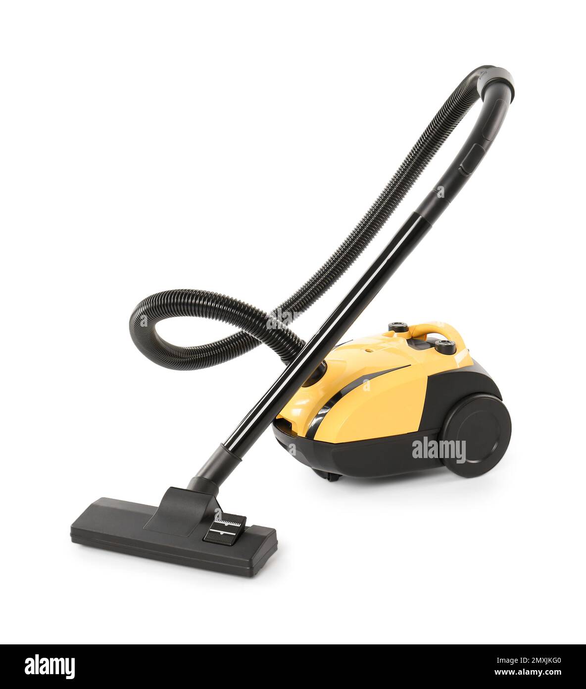 Modern yellow vacuum cleaner isolated on white Stock Photo - Alamy