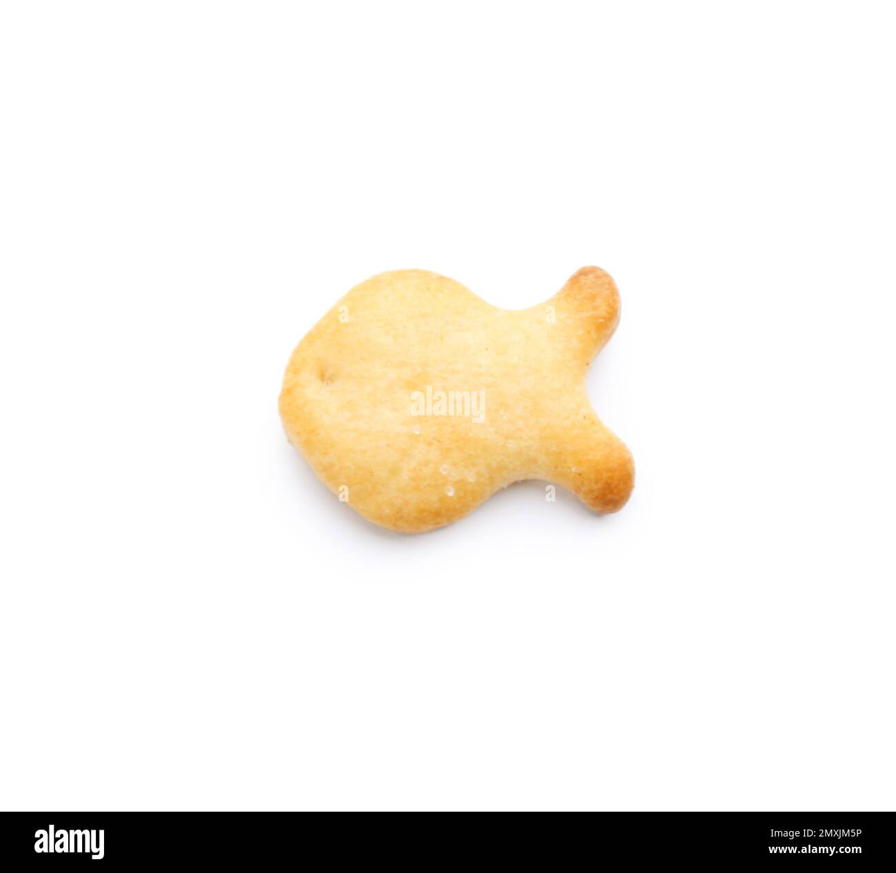 Delicious crispy goldfish cracker isolated on white, top view Stock ...