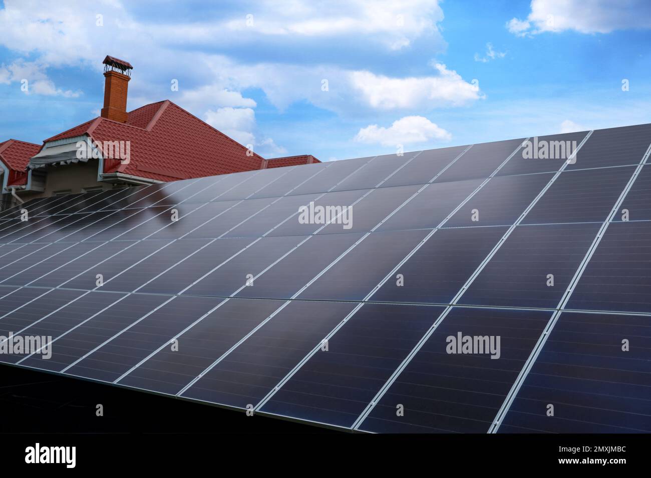 Solar panels installed outdoors. Alternative energy source Stock Photo ...