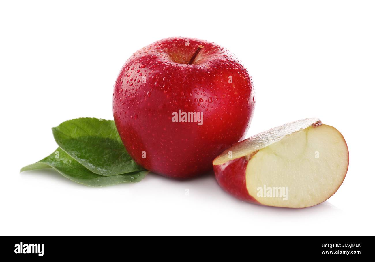 Fresh juicy red apples isolated on white Stock Photo - Alamy