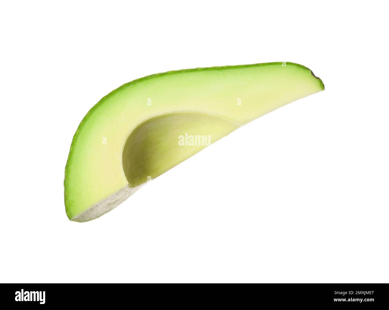Slice of ripe avocado isolated on white Stock Photo - Alamy