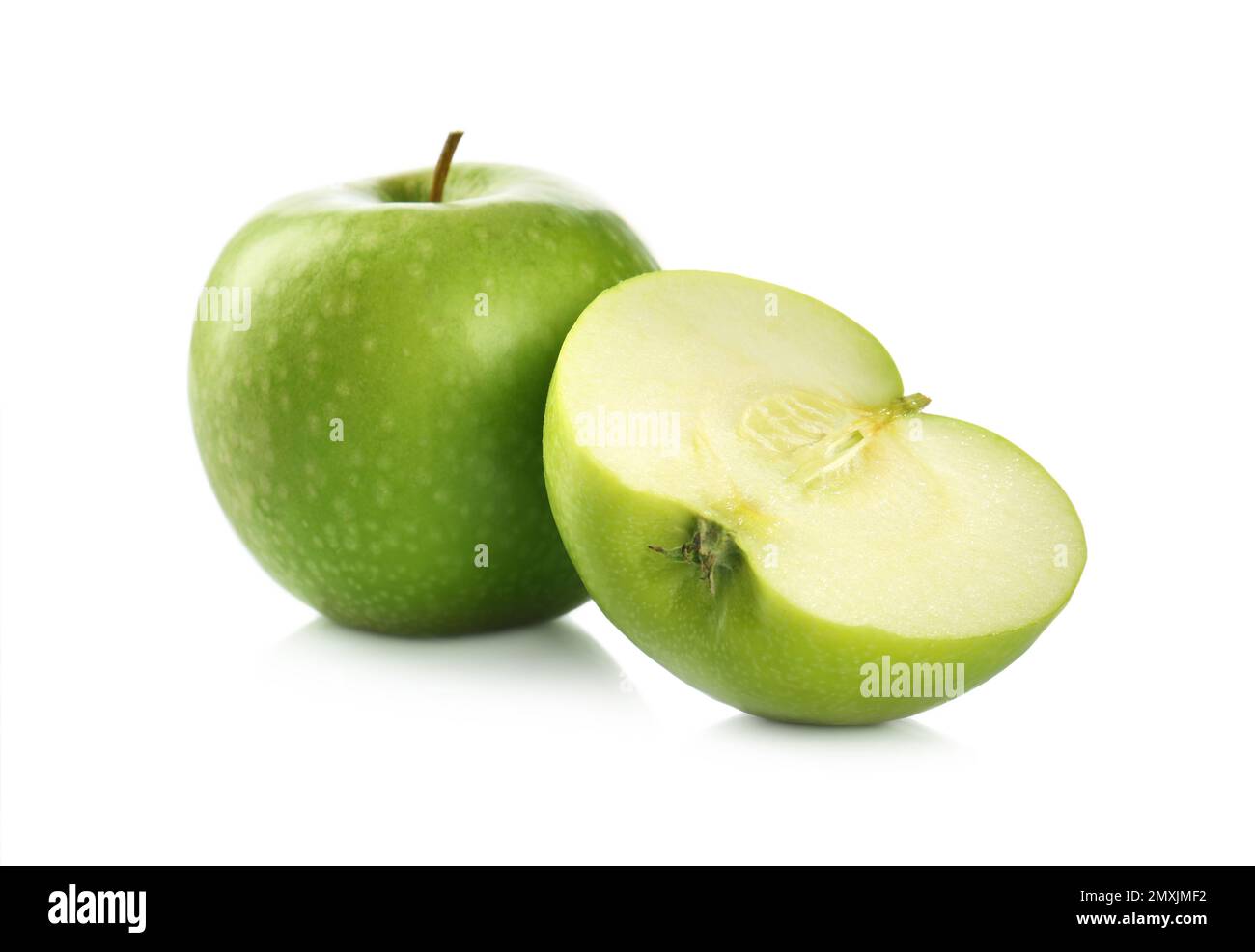 Fresh juicy green apples isolated on white Stock Photo - Alamy