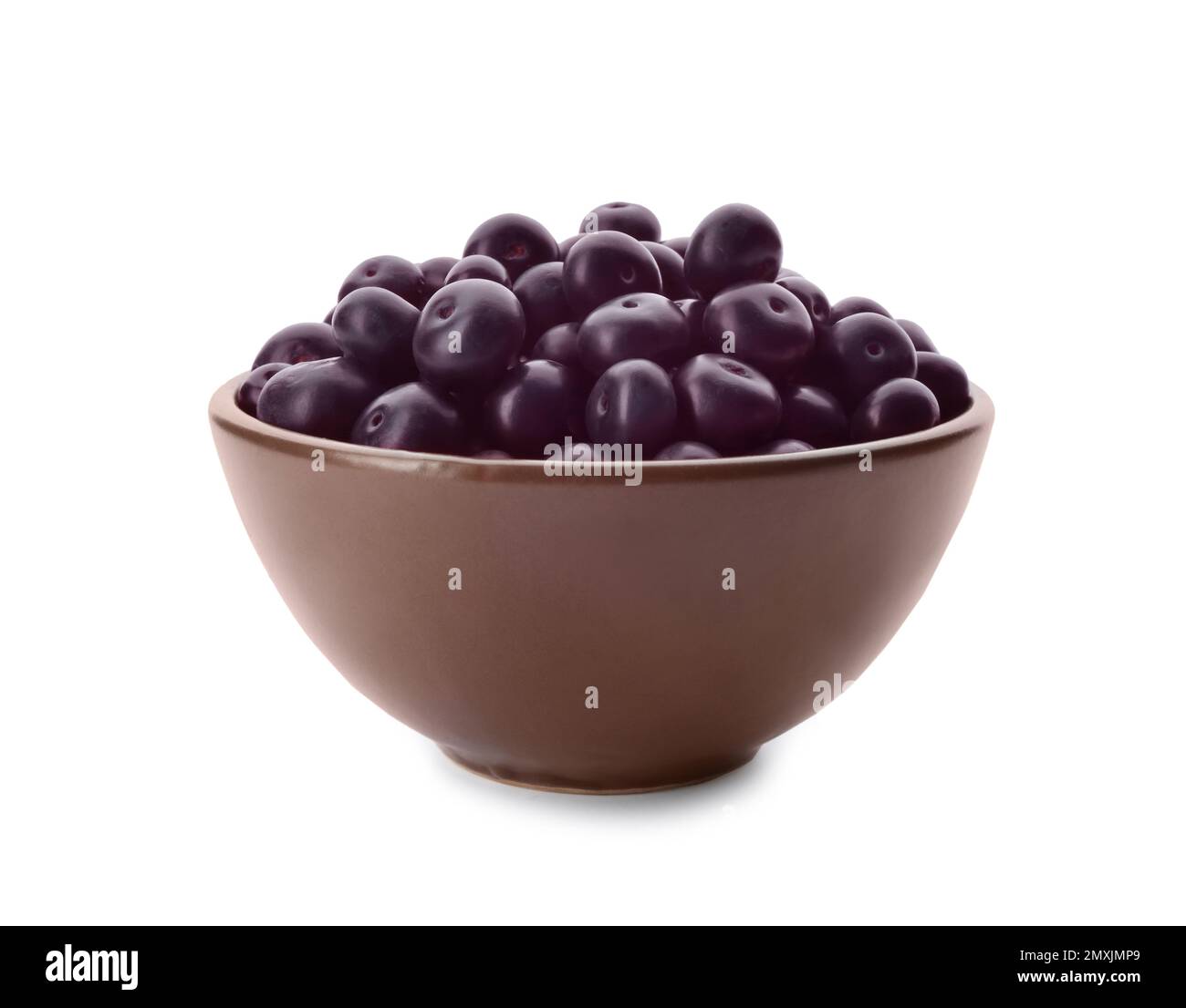 Fresh acai berries in bowl isolated on white Stock Photo - Alamy