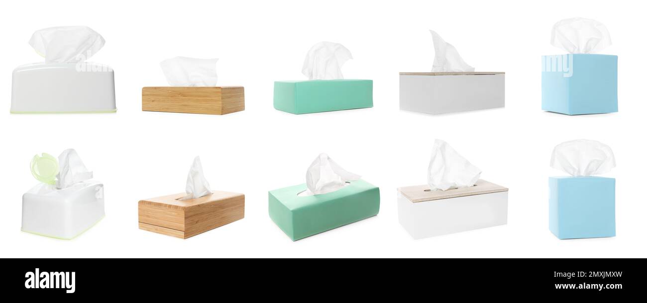 Set with paper tissues on white background, banner design Stock Photo ...