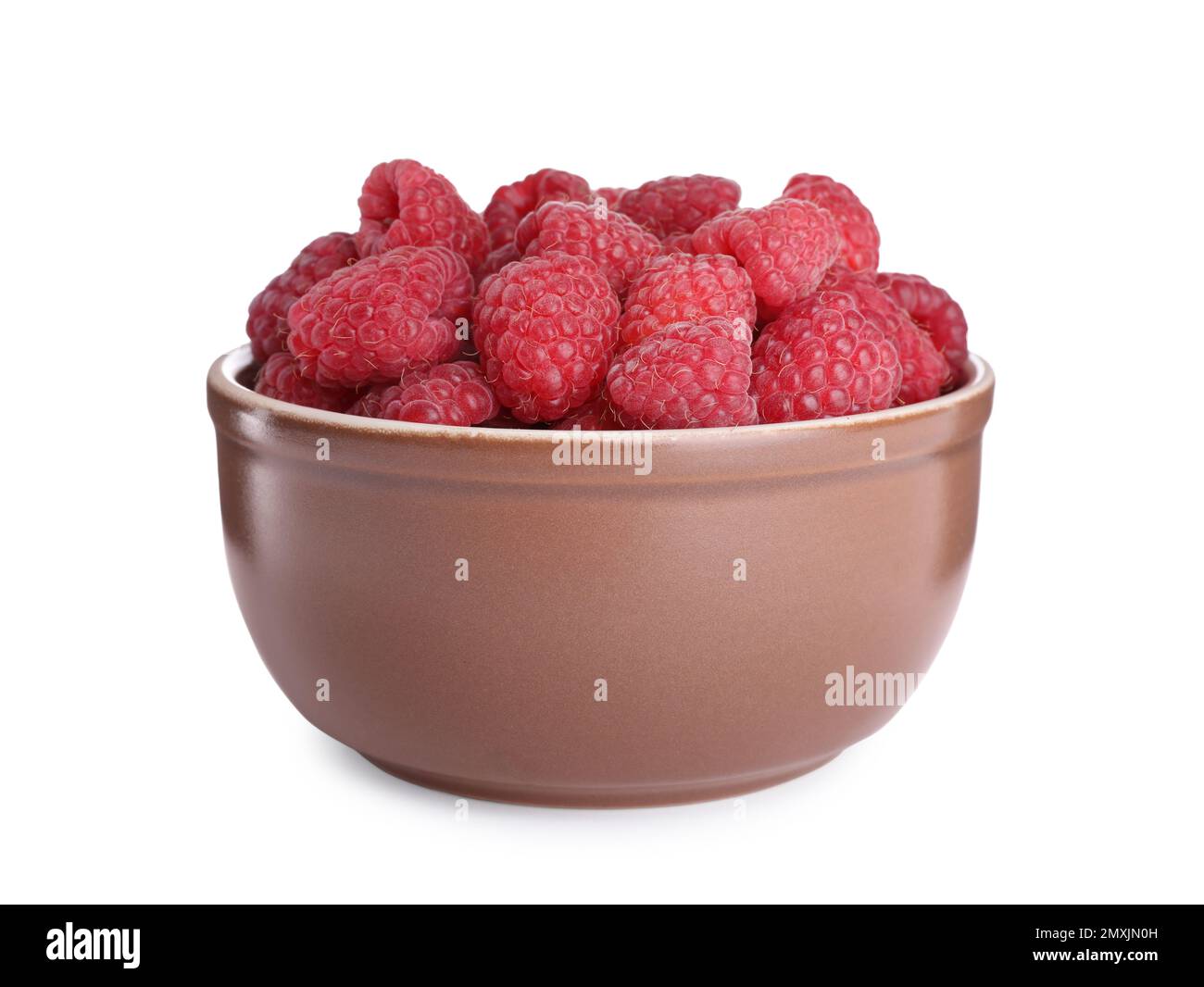 Fresh ripe raspberries in bowl isolated on white Stock Photo - Alamy