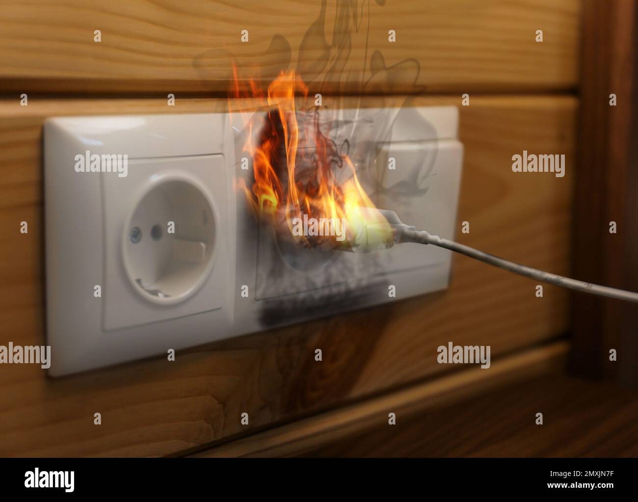 Electrical short circuit leading to plug ignition Stock Photo - Alamy