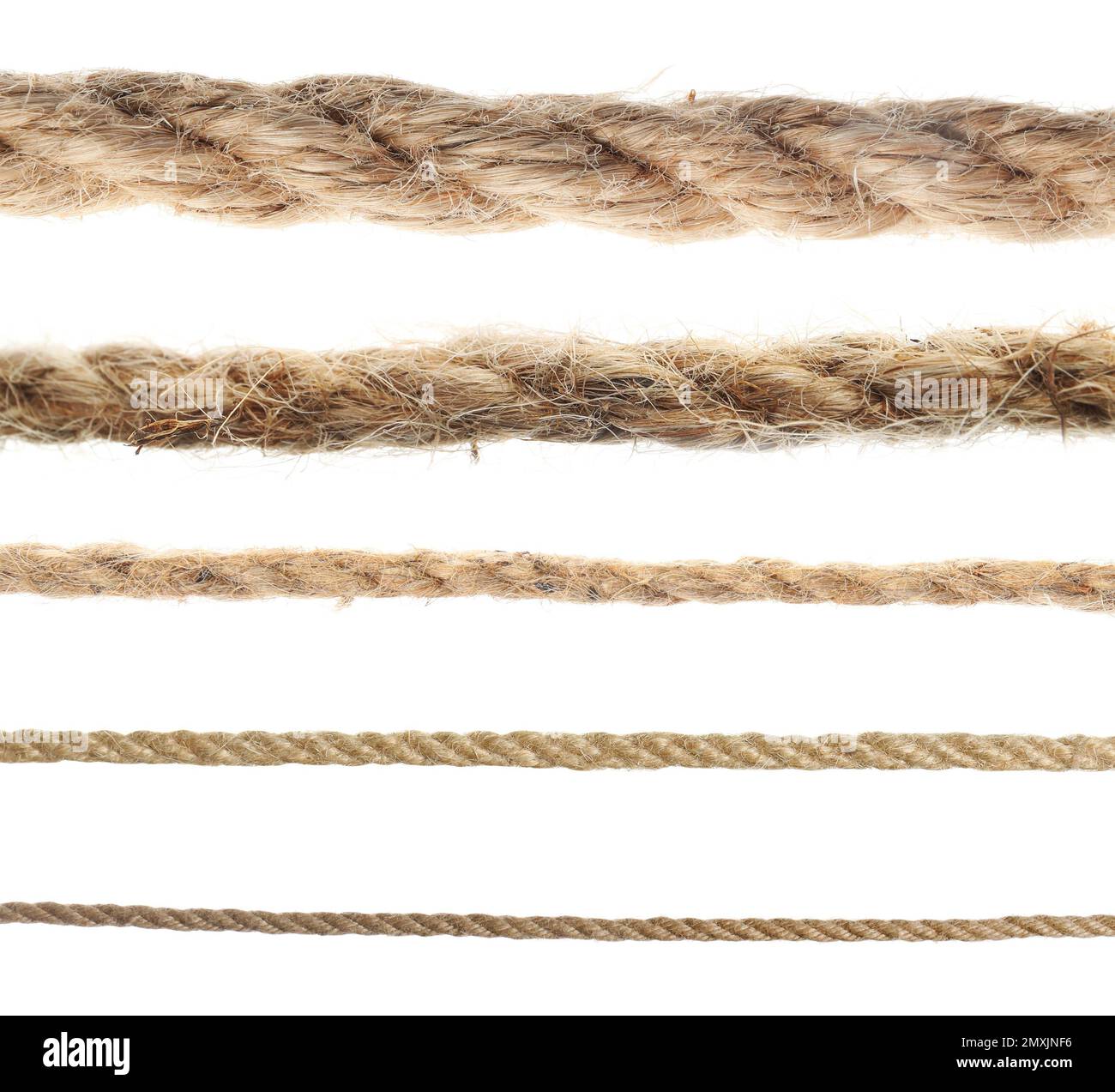 Set of hemp ropes on white background Stock Photo - Alamy