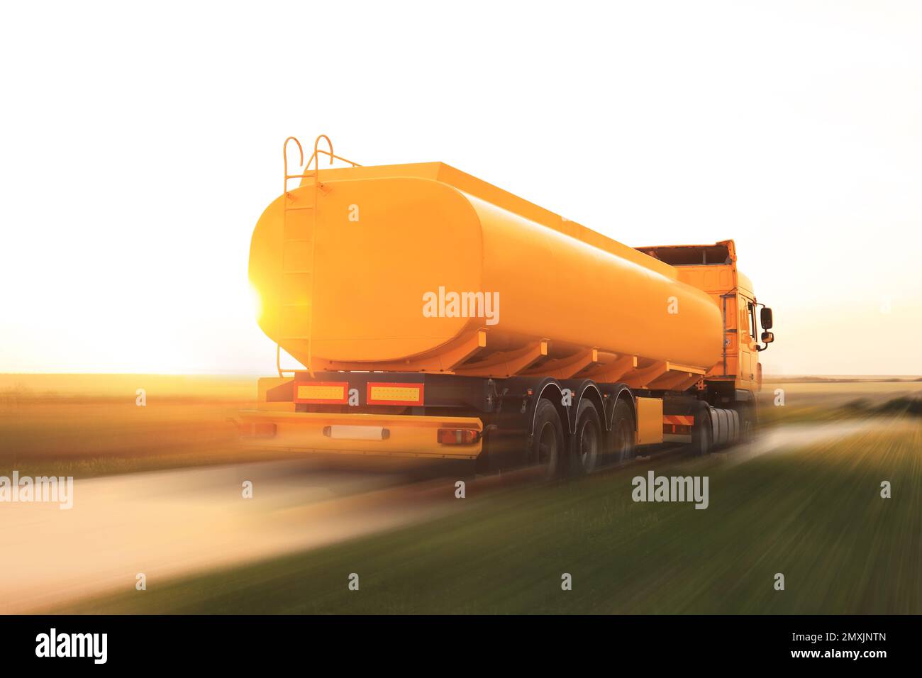 Logistics concept. Truck on country road, motion blur effect Stock ...