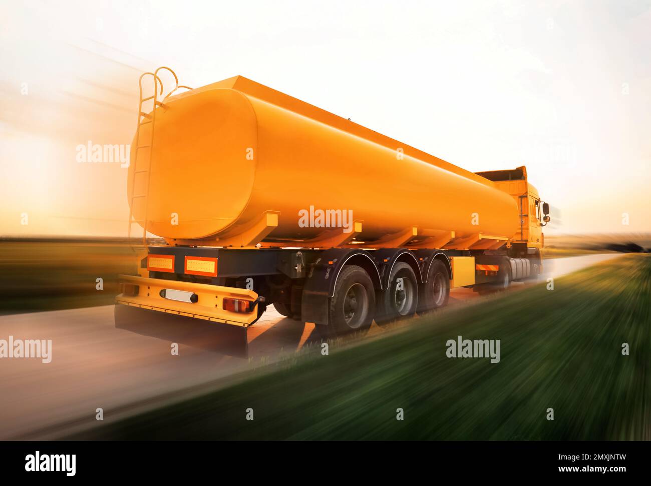 Logistics concept. Truck on country road, motion blur effect Stock ...