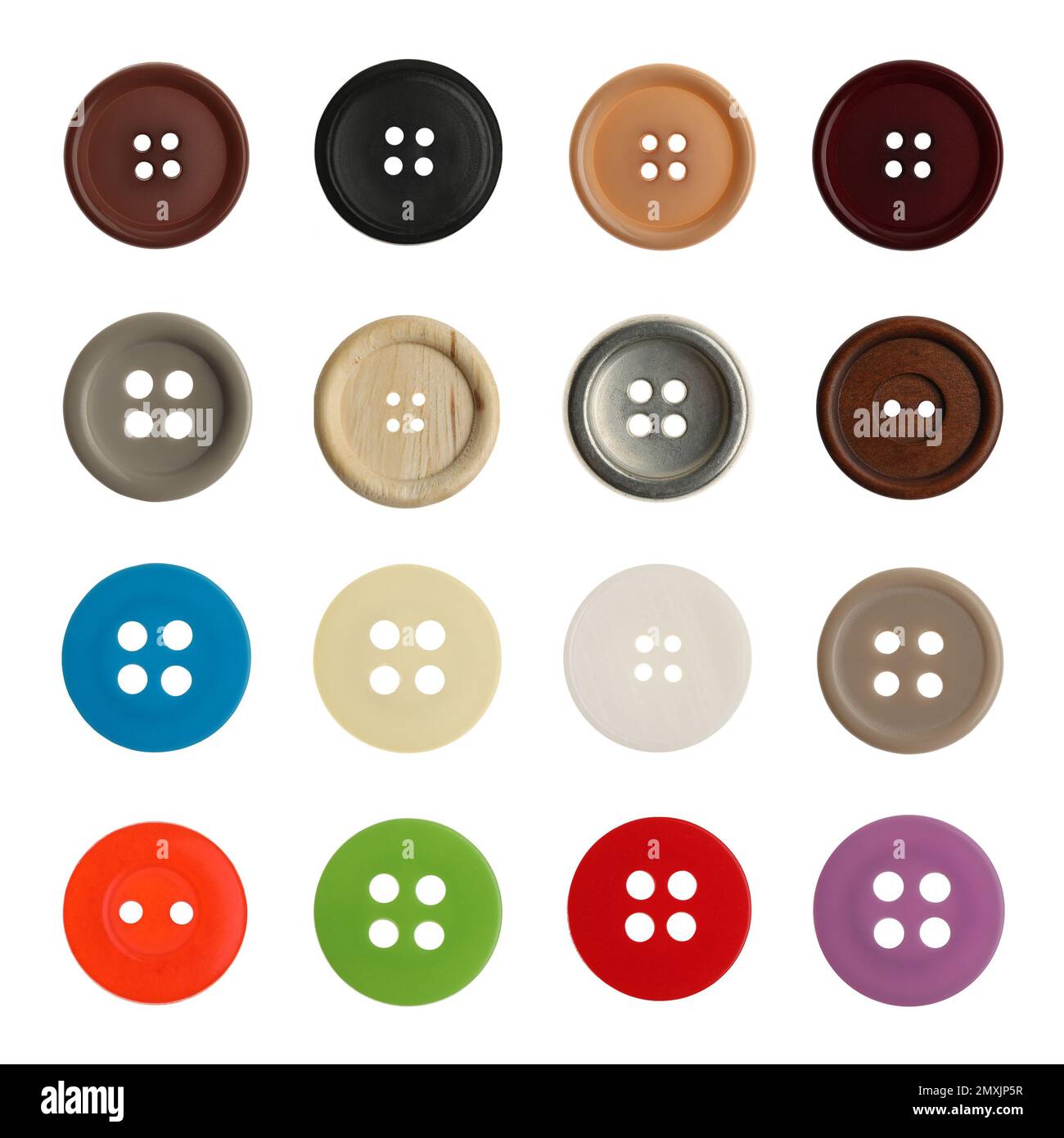 Set of sewing buttons on white background Stock Photo - Alamy