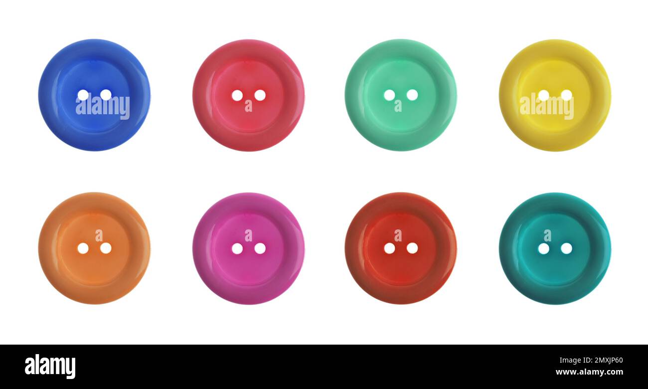 Set of sewing buttons on white background, banner design Stock Photo ...