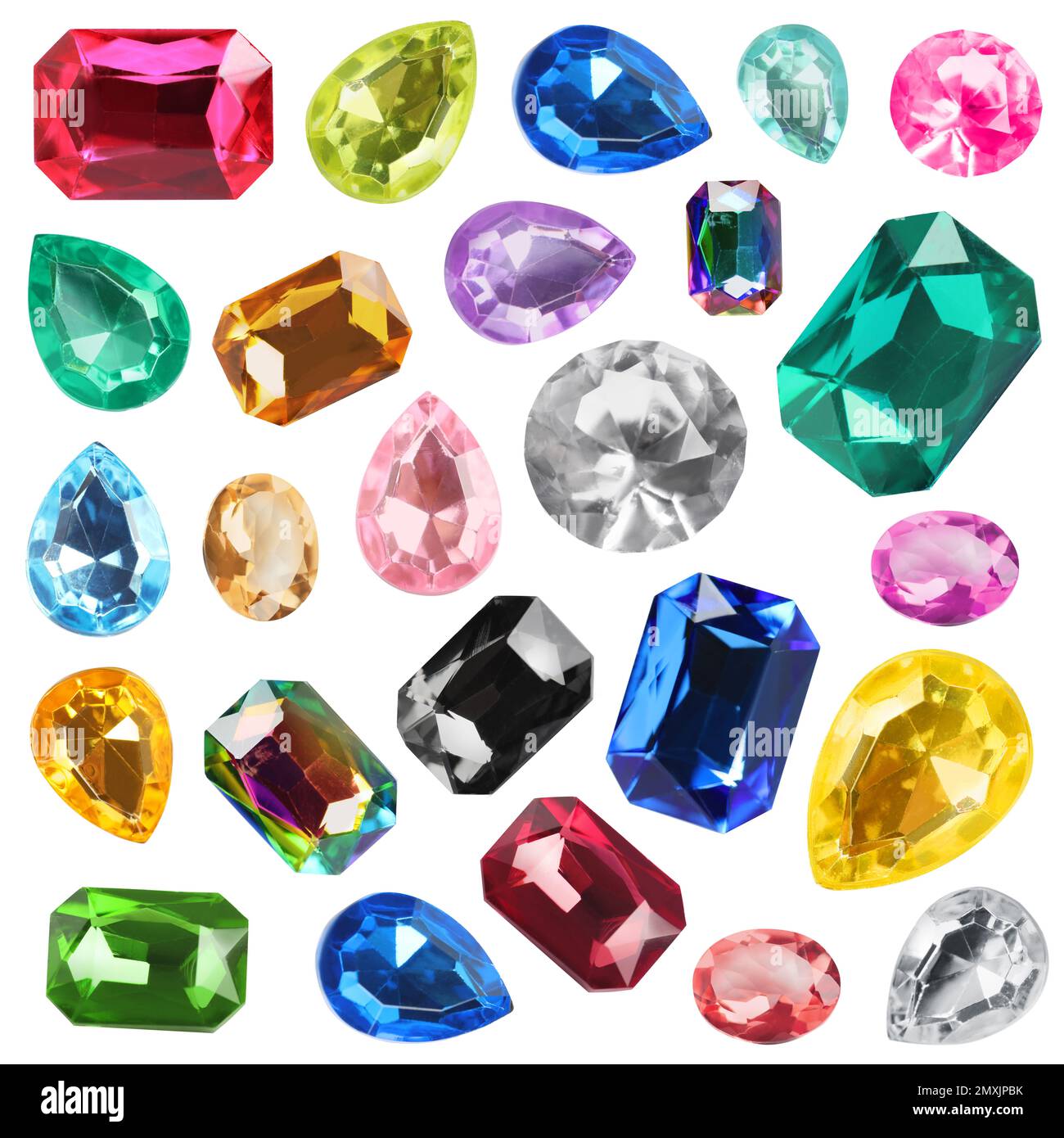 Set of different bright gemstones isolated on white Stock Photo - Alamy