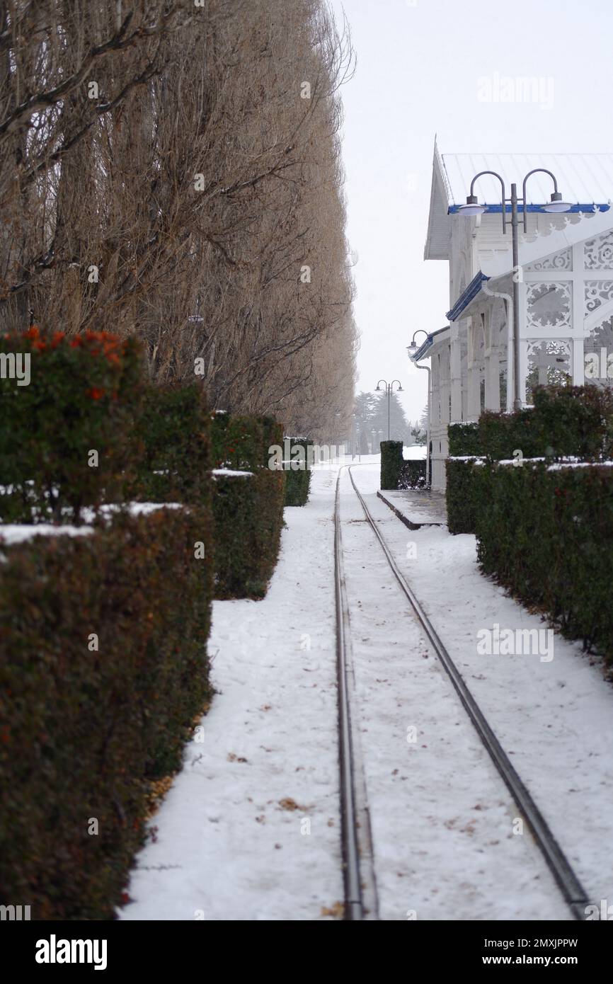 Cold winter with covered railroad track hi-res stock photography and ...
