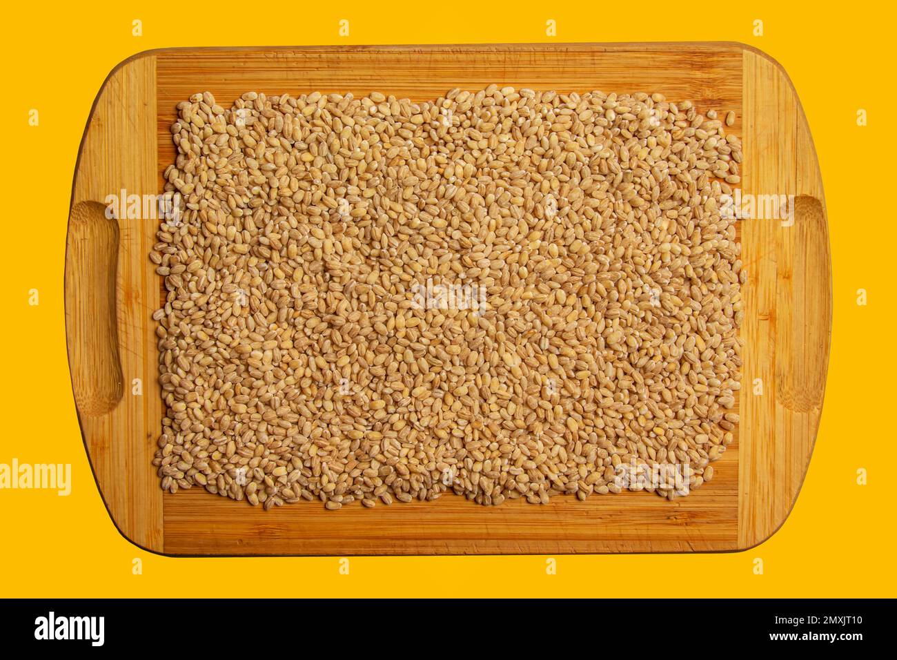 Pearl barley background close-up, top view. Pearl barley closeup, grain ...
