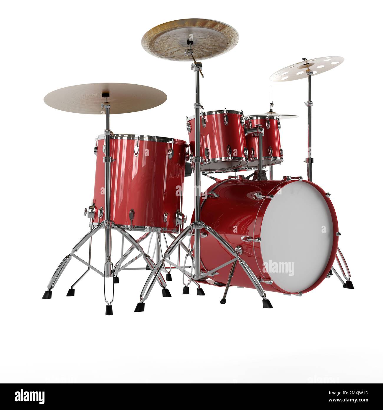A drum kit isolated on white background Stock Photo - Alamy
