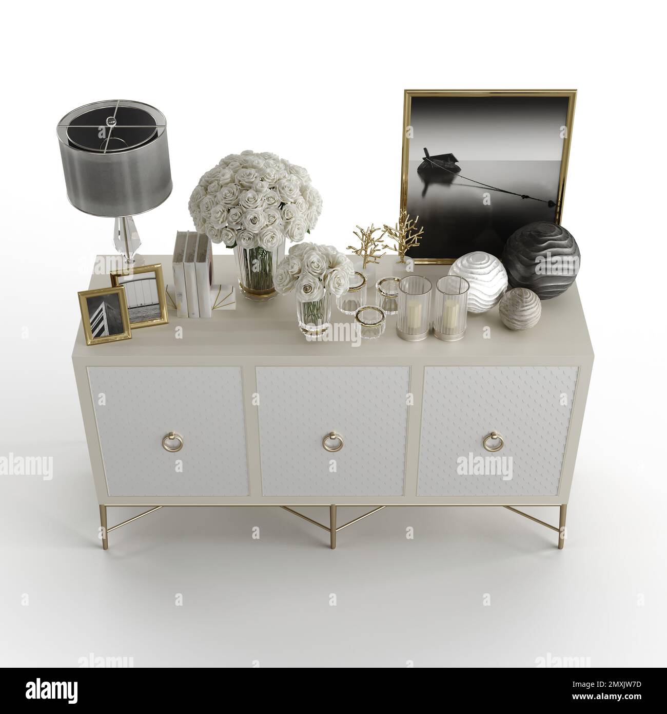 A luxury drawer with a mirror isolated on white background Stock Photo ...