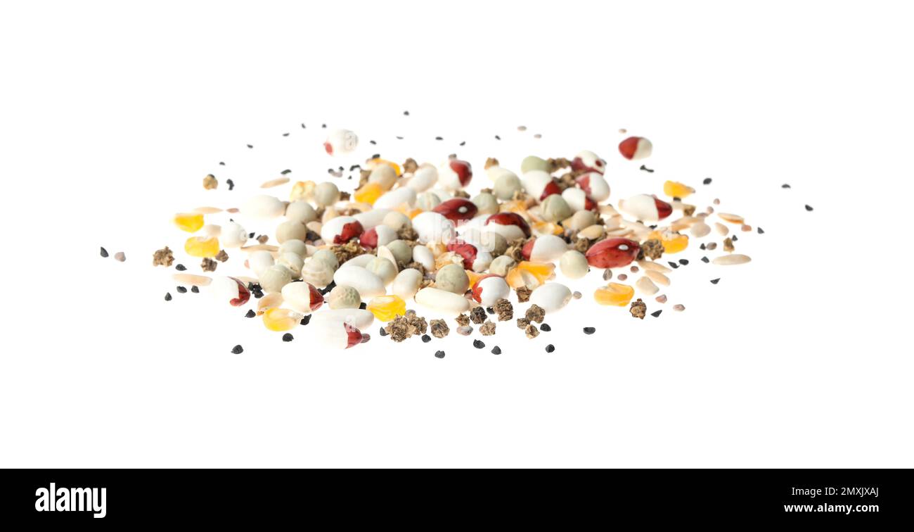 Mix of vegetable seeds on white background Stock Photo - Alamy