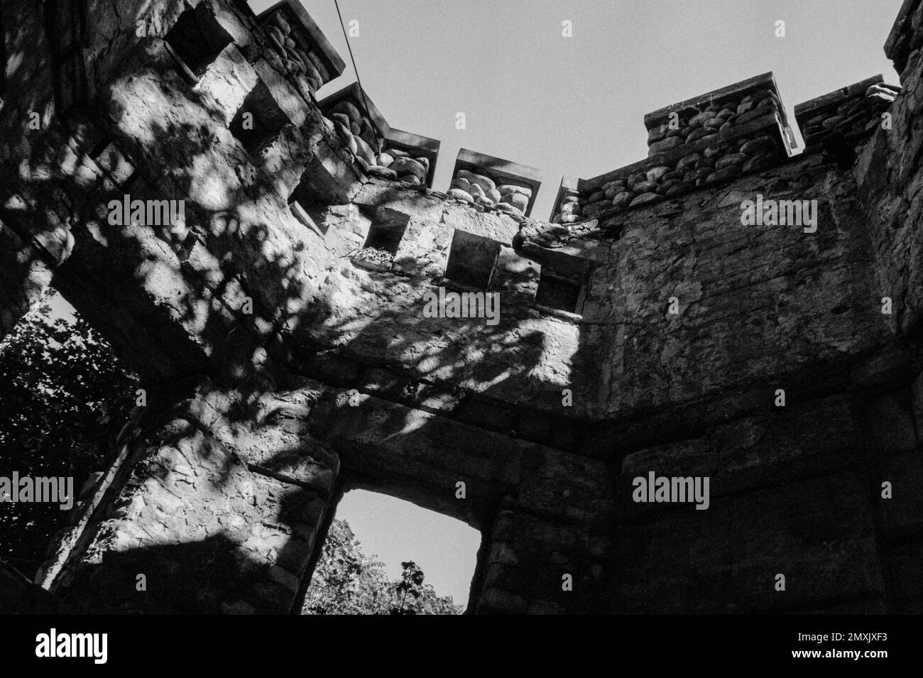 From the inside of one of the massive stone towers at Bancroft Castle ...