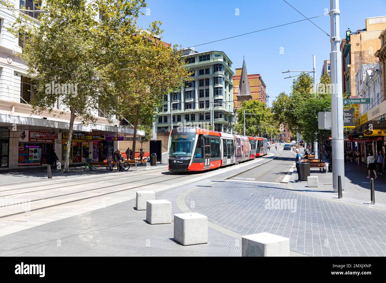 Sydney city centre and George street Haymarket area with CBD light rail ...