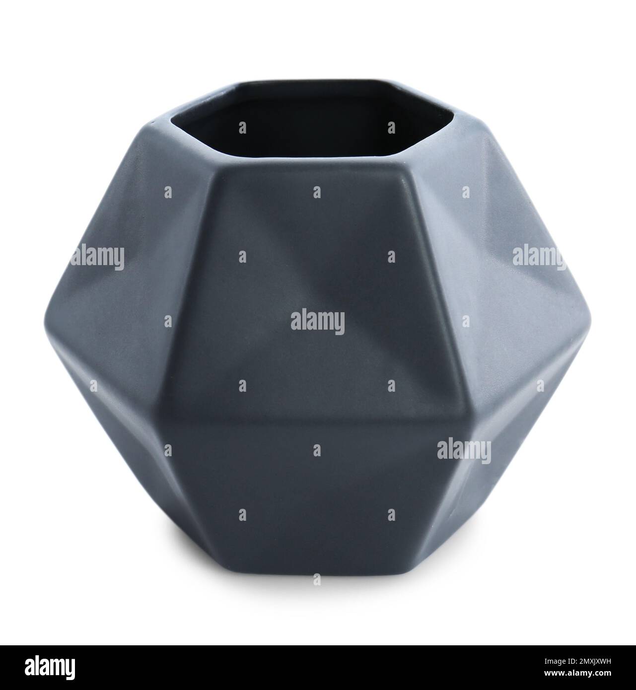 Stylish empty dark ceramic vase isolated on white Stock Photo - Alamy