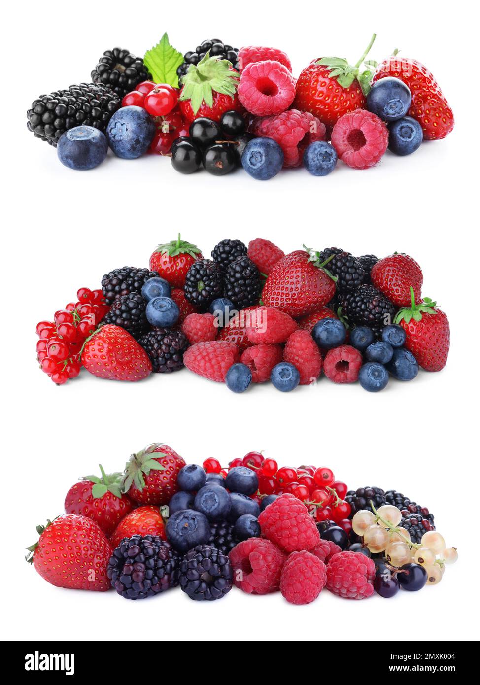 Set of different mixed berries on white background Stock Photo - Alamy