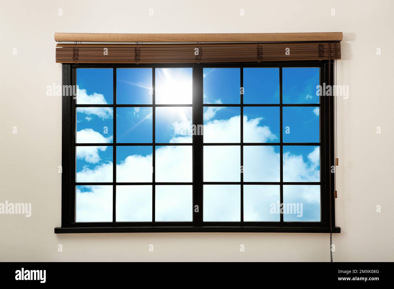 Beautiful view on blue sky with clouds through window Stock Photo - Alamy