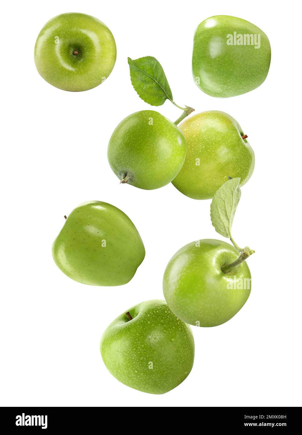 Flying green juicy apples hi-res stock photography and images - Alamy