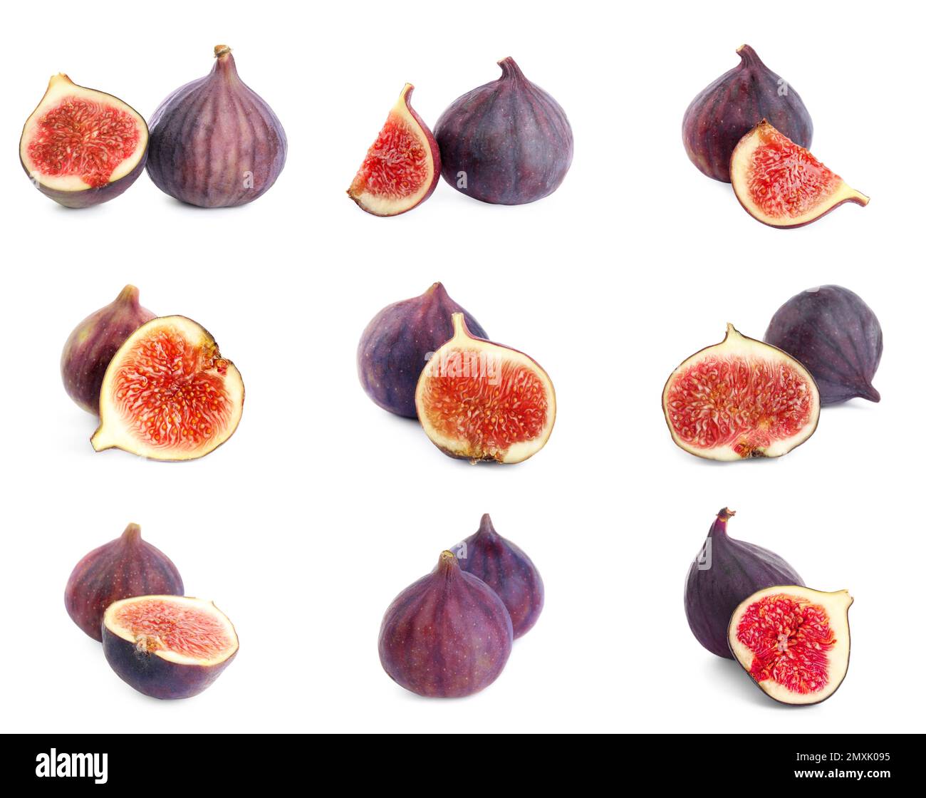 Set of cut and whole figs on white background Stock Photo - Alamy