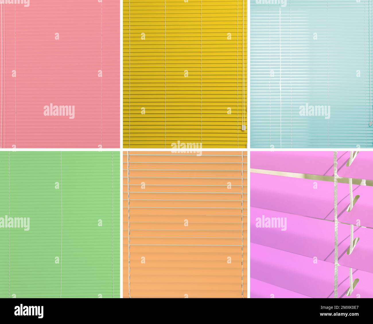 Collage with window blinds in different colors Stock Photo - Alamy
