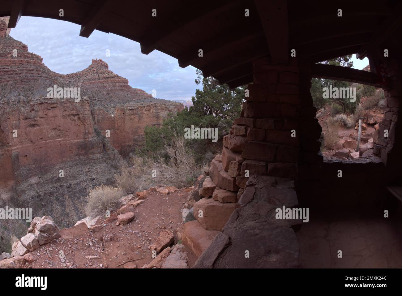 Inside view of the 3 Mile Rest House along Bright Angel Trail at Grand ...