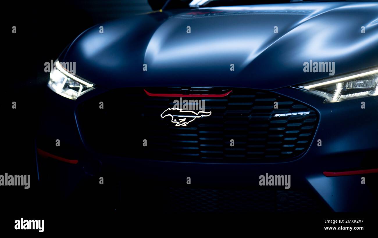 New York, USA. 03rd Feb, 2023. The all-electric Ford Mustang Mach-E is ...