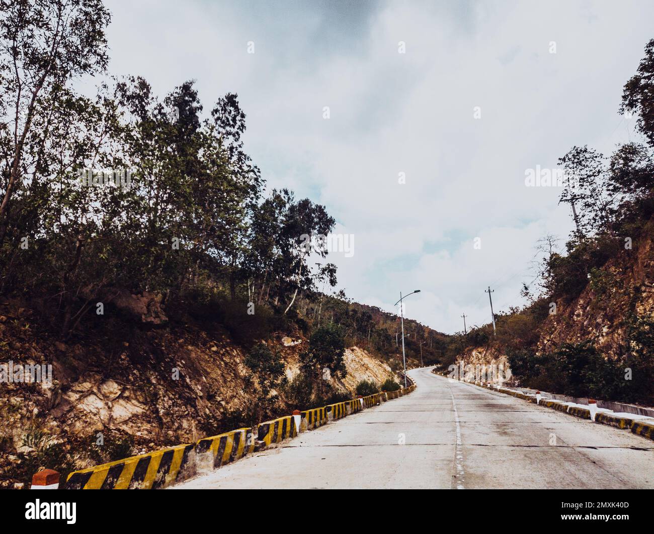 Bright sunshine day time Highway curve road overpass nature landscape ...