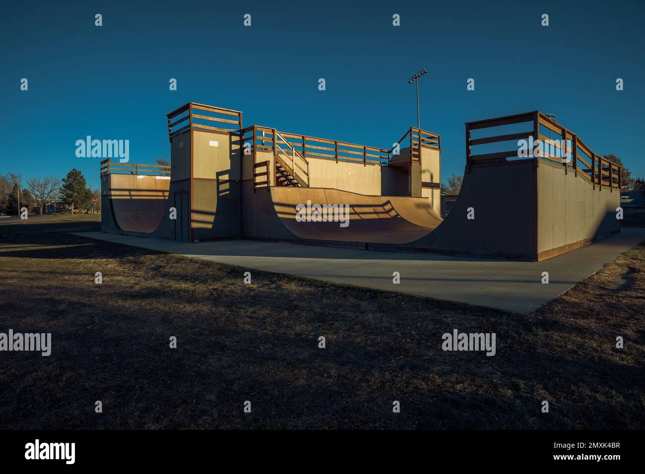 The empty skatepark equipment in Colorado Springs memorial park Stock ...