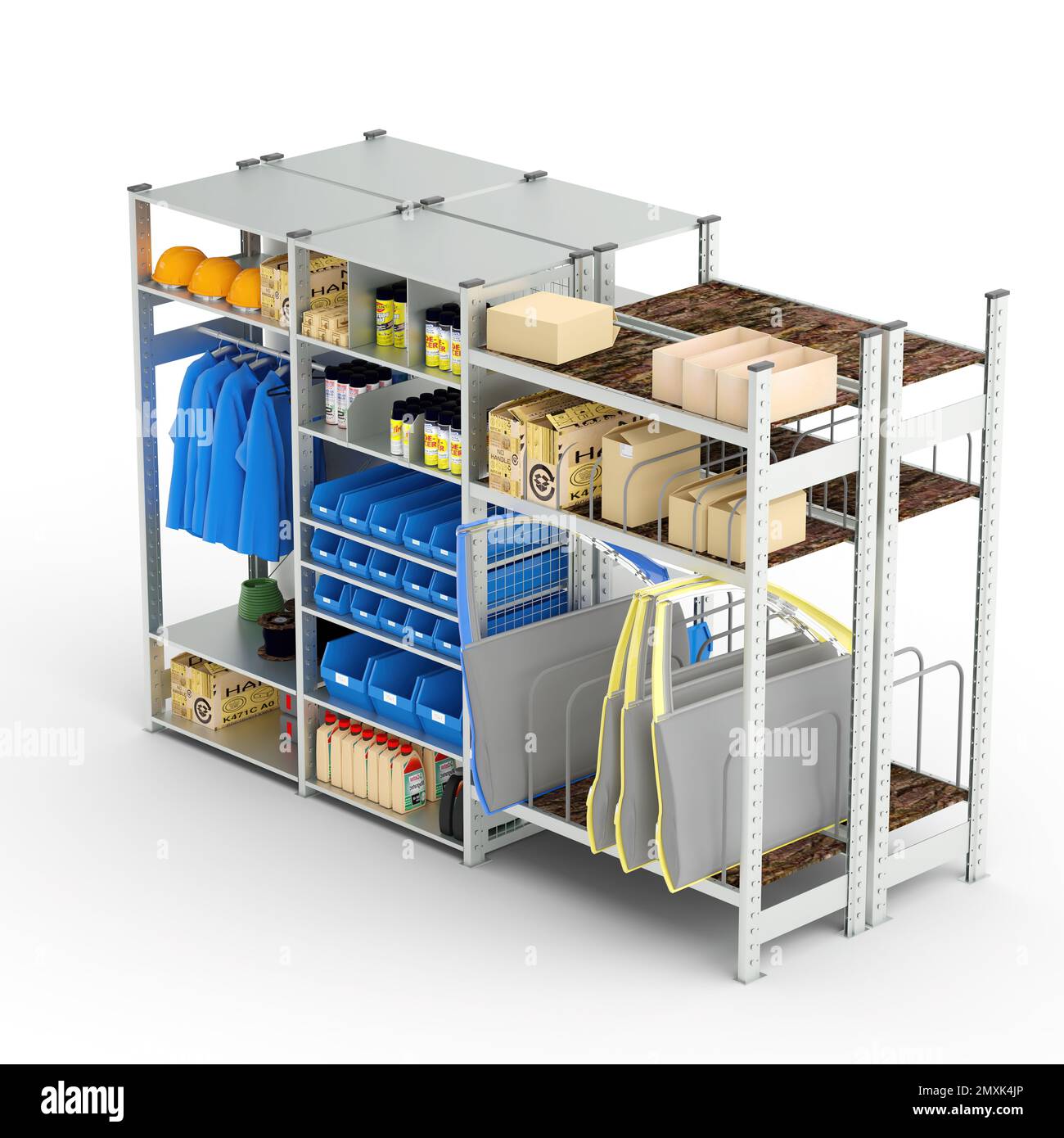 A 3D rendering of a shelf for construction workers isolated on a white ...