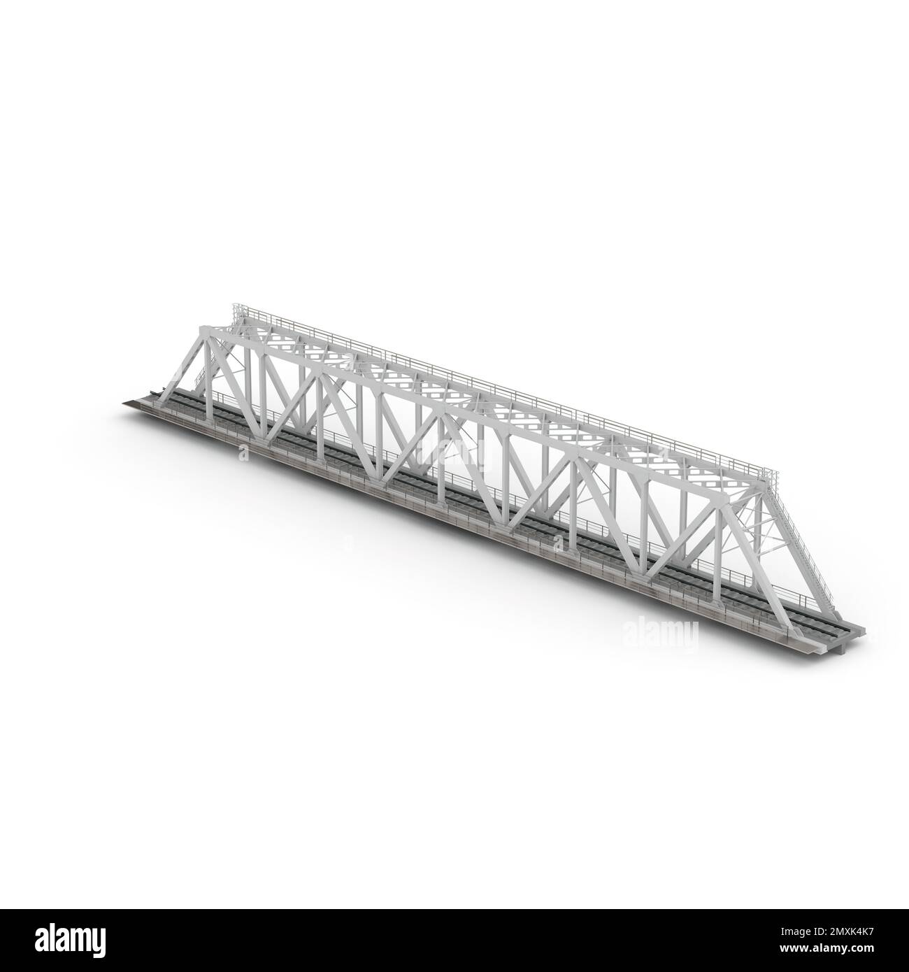 A 3D rendering of a metallic bridge isolated on a white background ...
