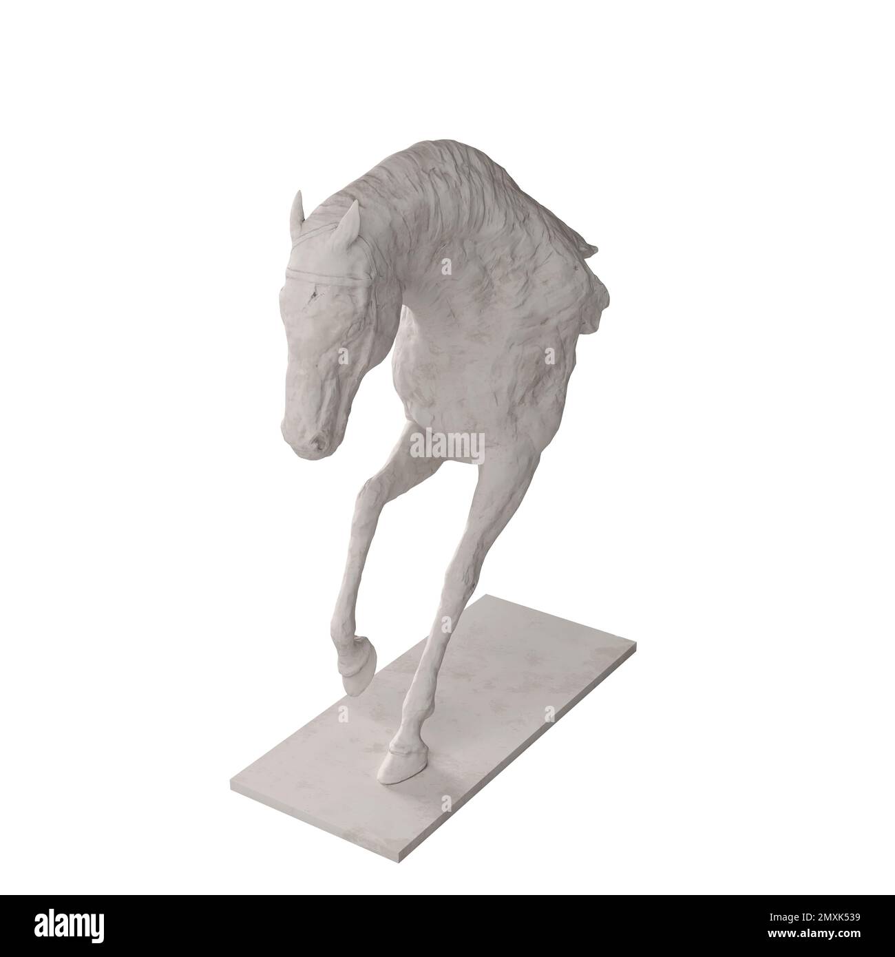 A 3D rendering of a white horse statue isolated on a white background ...