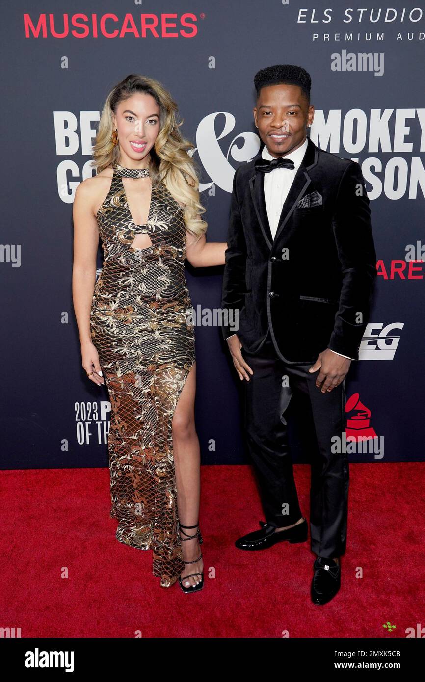 Brooke Ashley Hall, left, and Marco Hall arrive at MusiCares Person of ...