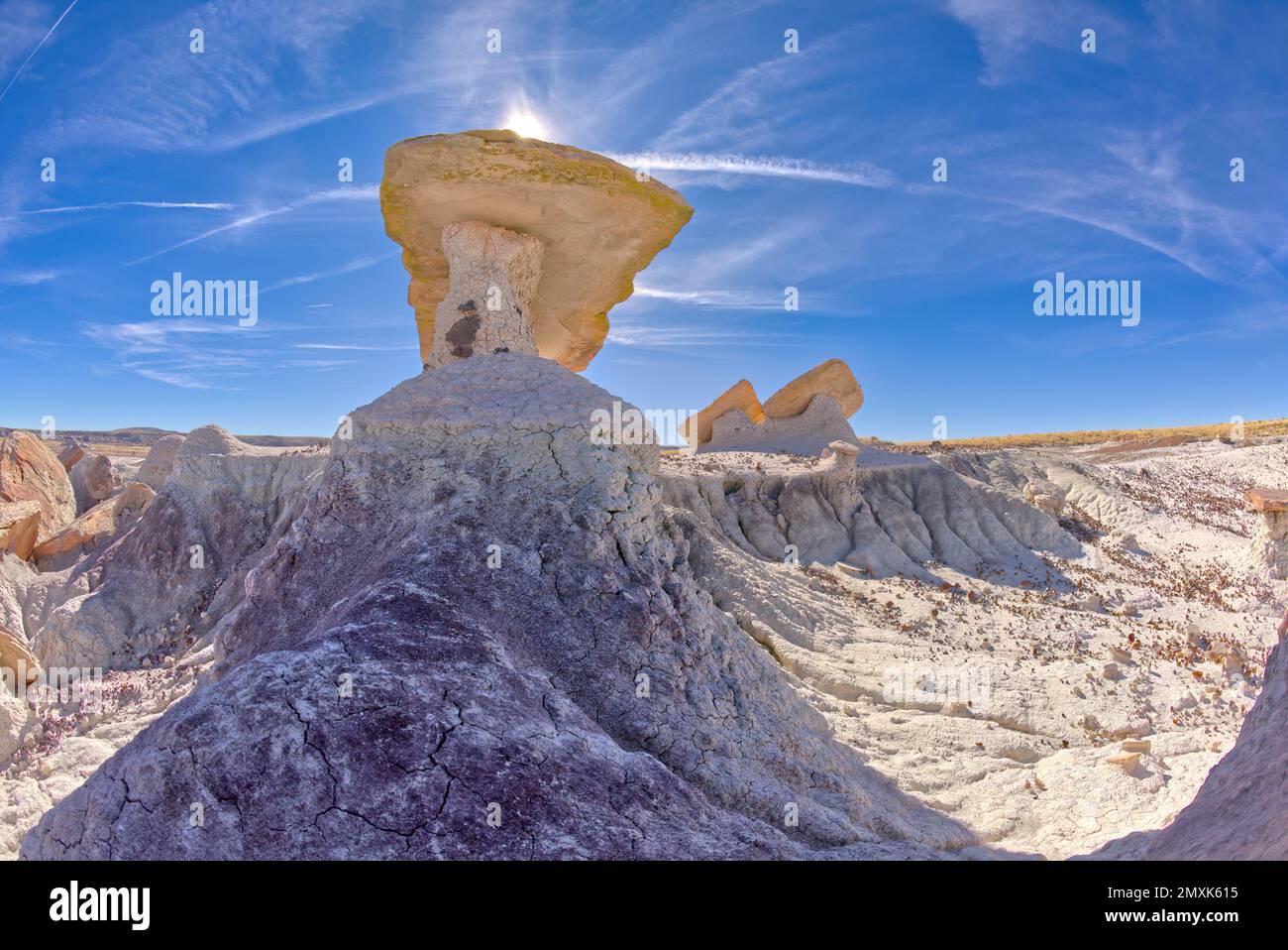 Slabs of stone along the Red Basin Trail called the Tabletops at Petrified Forest National Park ...