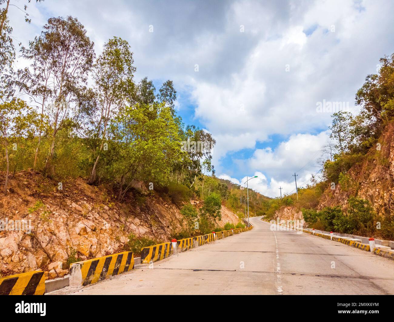 Bright sunshine day time Highway curve road overpass nature landscape ...